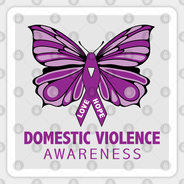 Domestic Violence Awareness Purple Butterfly Ribbon - Domestic Violence Awareness - Sticker ...